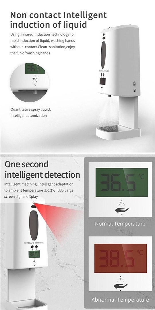 1300Ml Large Capacity Desktop Hand Sanitizer Dispenser With Temperature ...