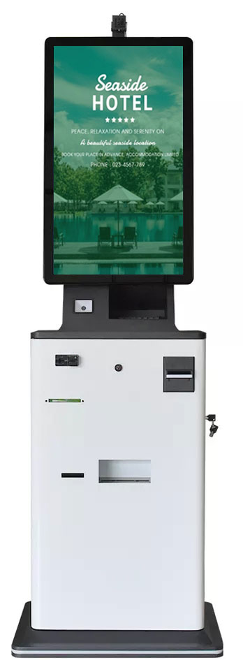 Hotel Check In Out Kiosk With 1.5 Inch Touch Display Passport Scanner ...