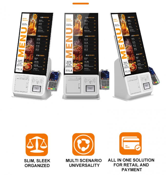 Fast Food Ordering Kiosk 21.5 Inch Screen Scan QR Code and Credit Card ...