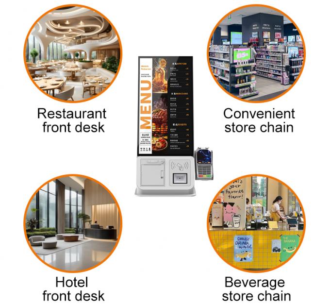 Fast Food Ordering Kiosk 21.5 Inch Screen Scan QR Code and Credit Card ...
