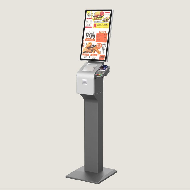 15.6 Inch Touch Screen Self Service Kiosk With POS Payment QR Scanner ...