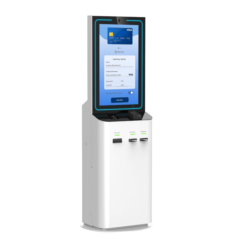 32 Inch Touch Screen Payment Kiosk With Cash Acceptor Cash Change ...