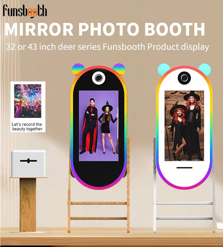 Digital Automatic Smart Mirror Surface Touch Screen Photobooth With HD Camera Photo Printer