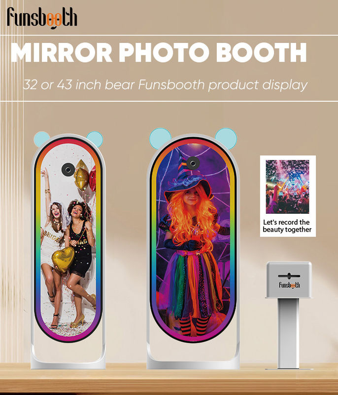 Interactive Mirror Photo Booth For Weddings , Selfie Magic Mirror Photo Booth With Built-in Camera