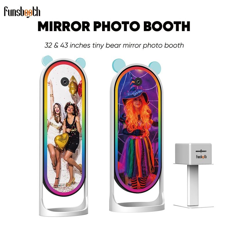 Portable Digital Selfie Mirror Photo Booth Interactive Touch Screen With Camera And Printer
