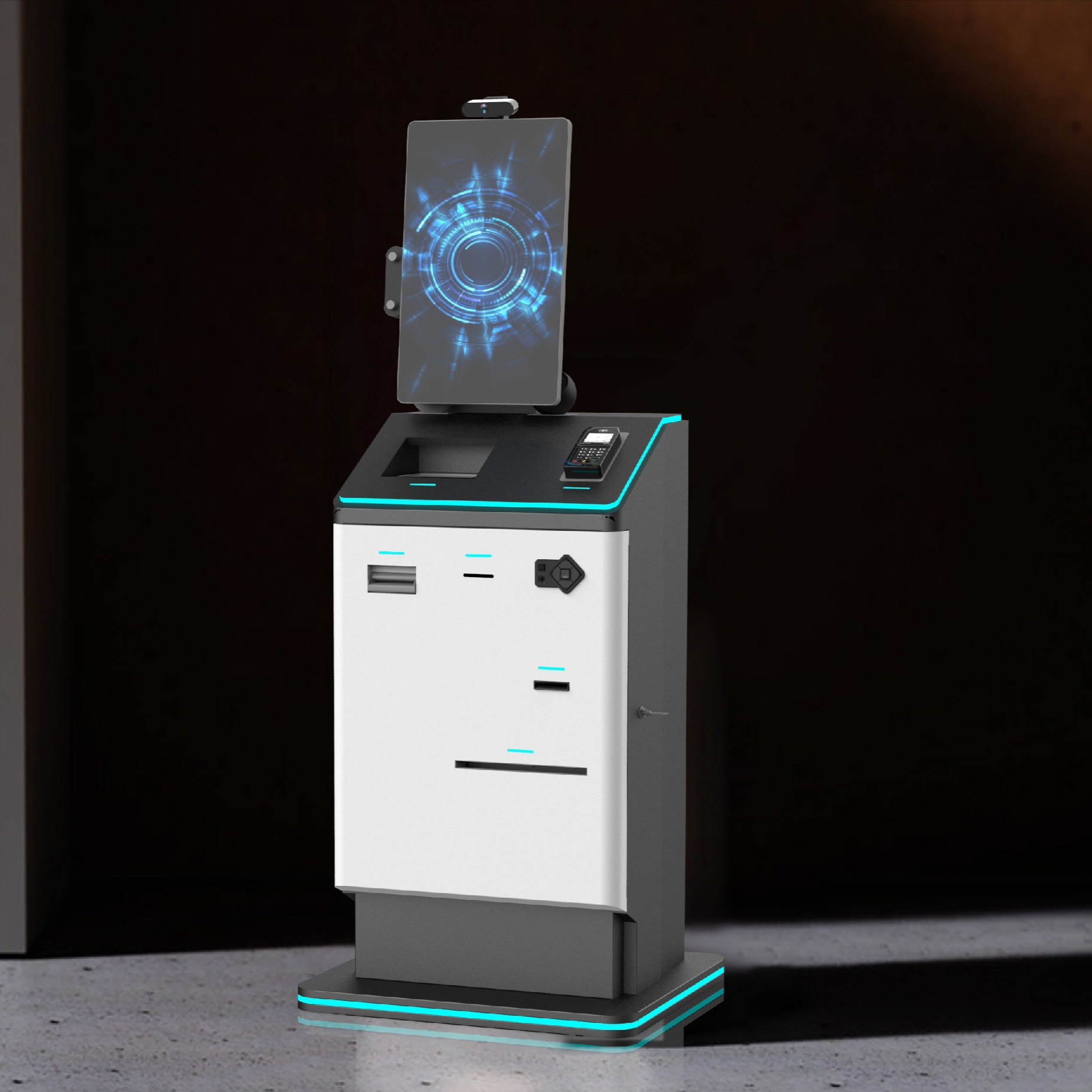 Hotel Check In Out Kiosk With 1.5 Inch Touch Display Passport Scanner ...