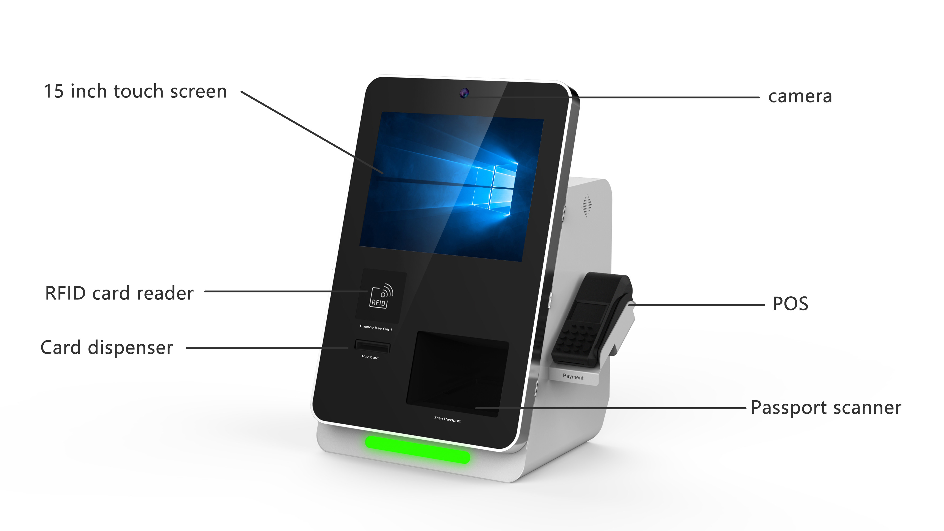15.6 Inch Desktop Card Reader Self Service Payment Kiosk for Hotel