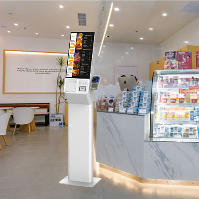 23.8 Inch Fast Food Self Service Payment Kiosk Floor Stand Touch Screen ...