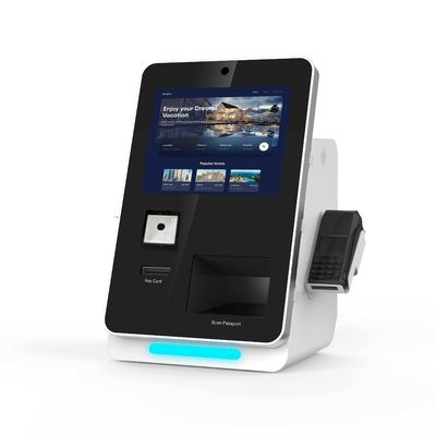 Tabletop Check In Kiosk With Passport Scanner Key Card Dispenser And ...
