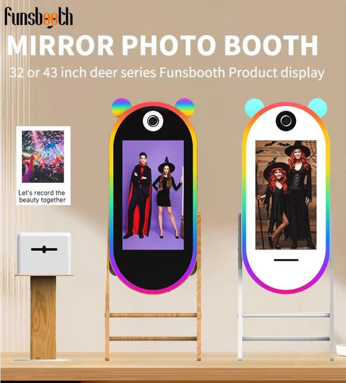 Interactive Mirror Photo Booth For Weddings , Selfie Magic Mirror Photo Booth With Built-in Camera